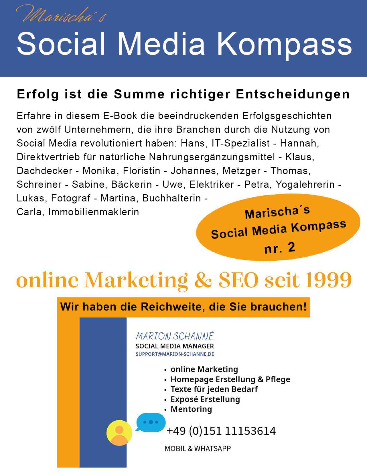 Marischa´s Social Media Kompass - jeden Monat neu!